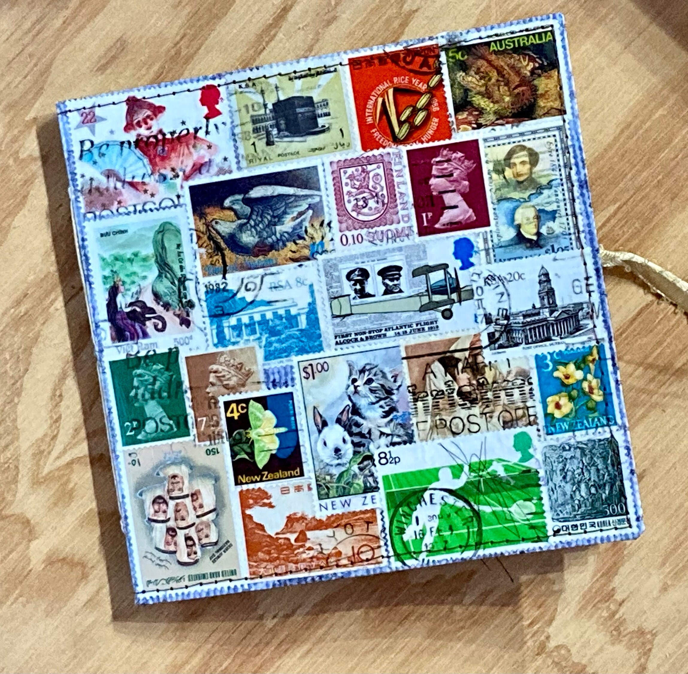 Postage Stamp Themed Handmade Journal Full of Envelopes, Postcards ...