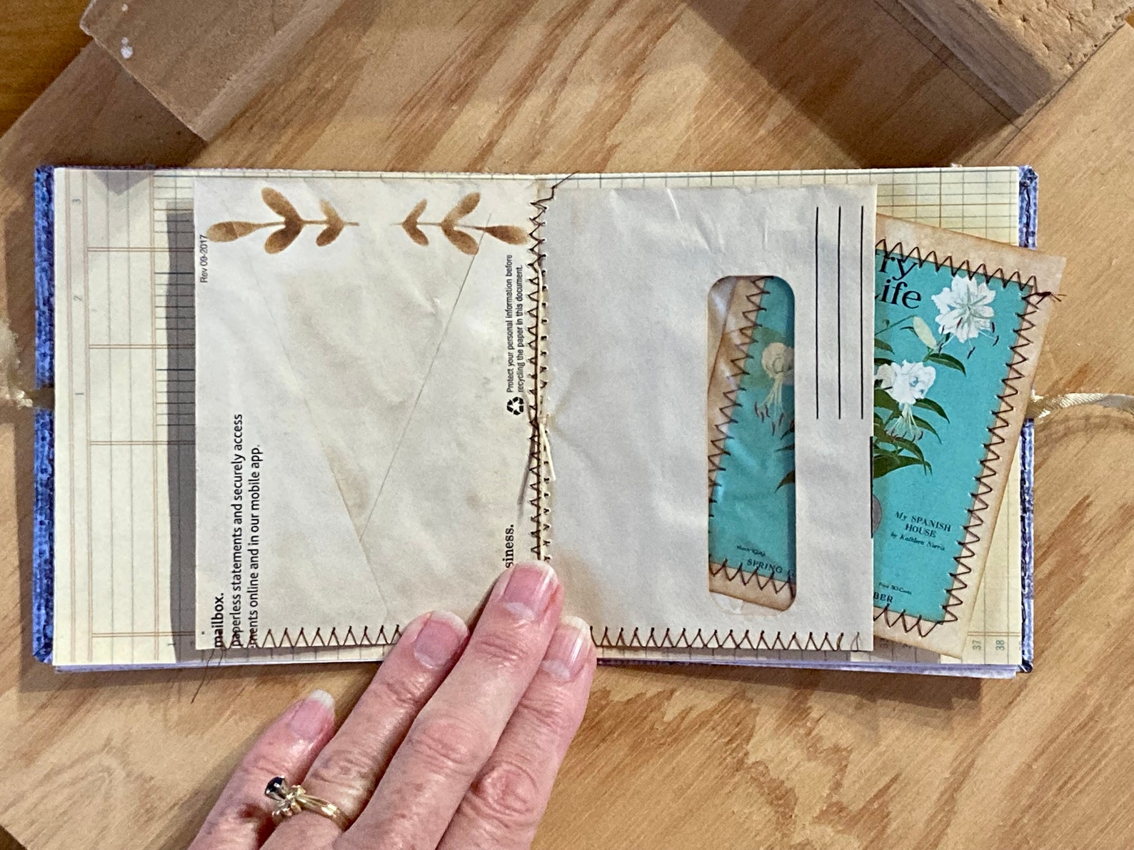 Postage Stamp Themed Handmade Journal Full of Envelopes, Postcards ...