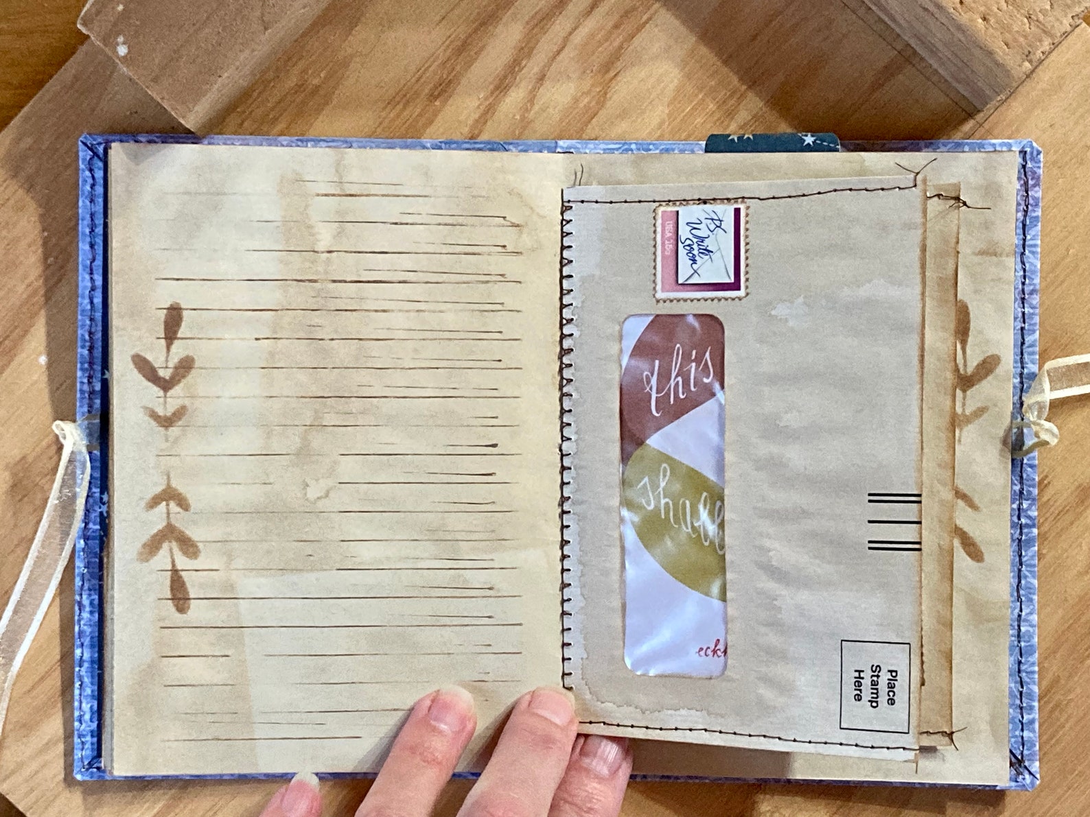 Postage Stamp Themed Handmade Journal Full of Envelopes, Postcards ...