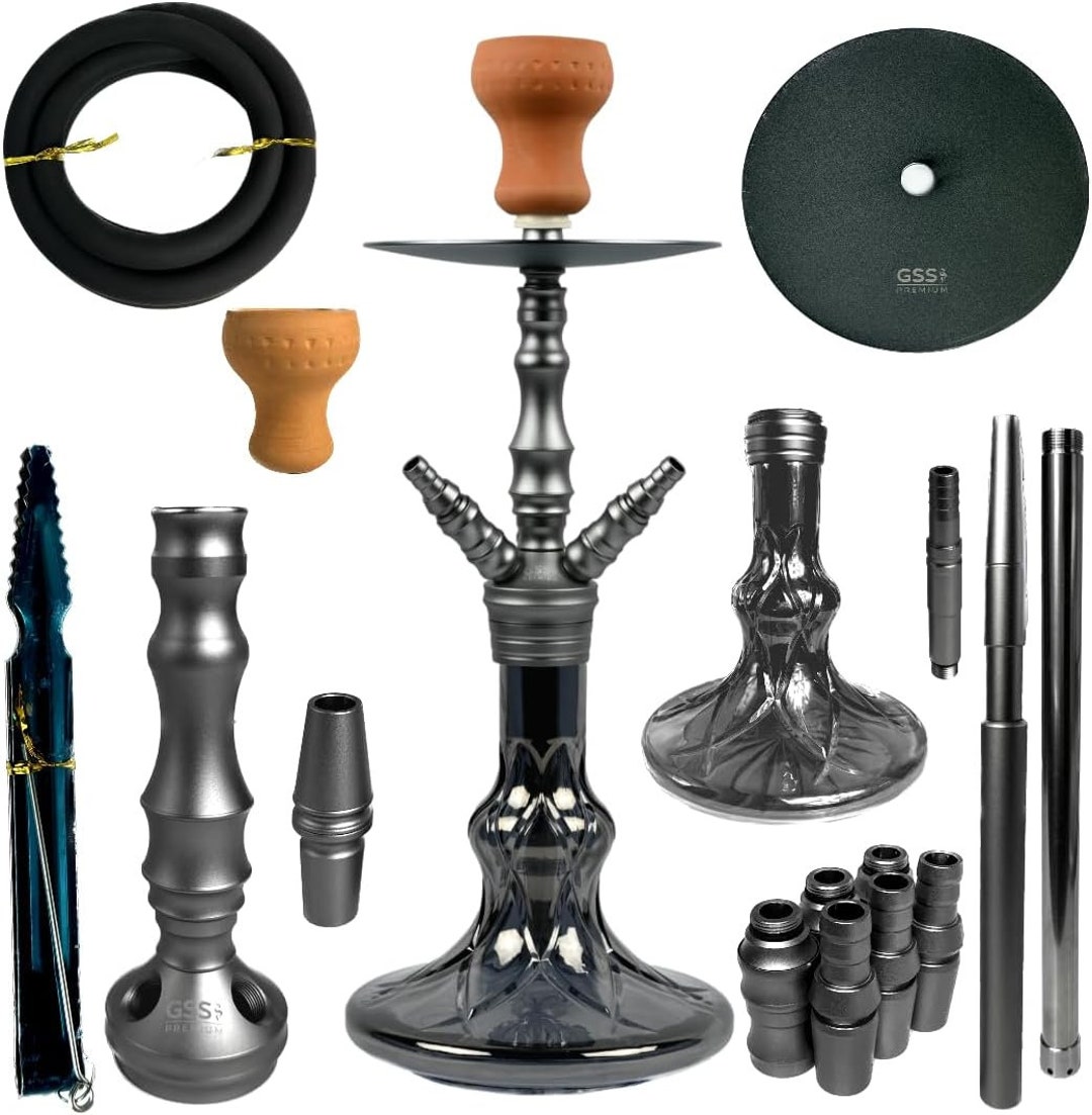 GSS Premium Triple Hose Hookah Complete Set, Stylish Stem With Strong ...