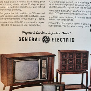 General Electric Colour TV Advertising From Time Life Magazine - Etsy