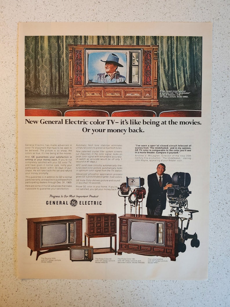 General Electric Colour TV Advertising From Time Life Magazine - Etsy