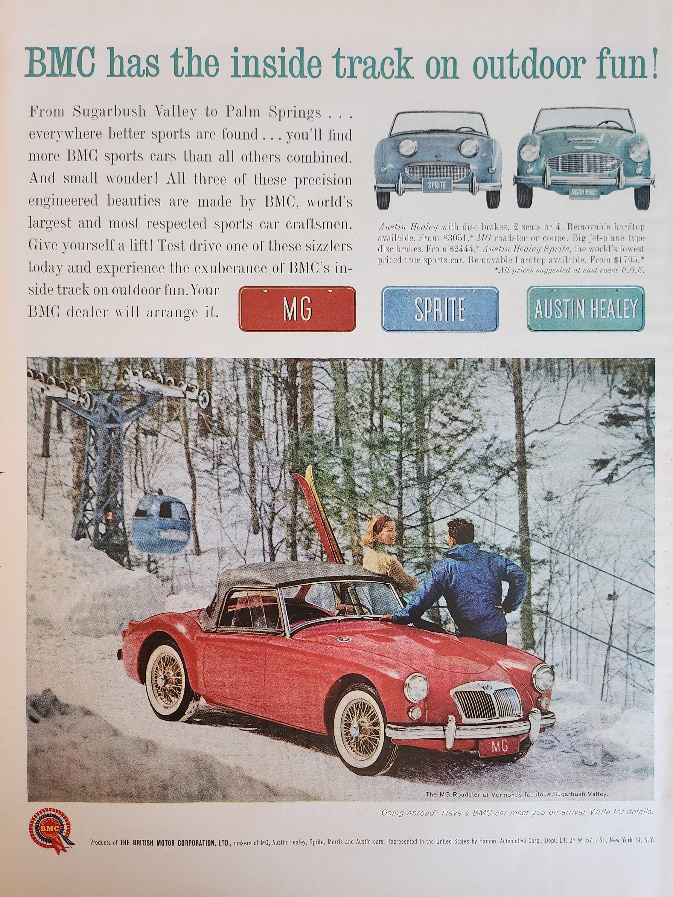 1961 BMC MG Roadster Vintage Advertising From Life Magazine February 24 ...