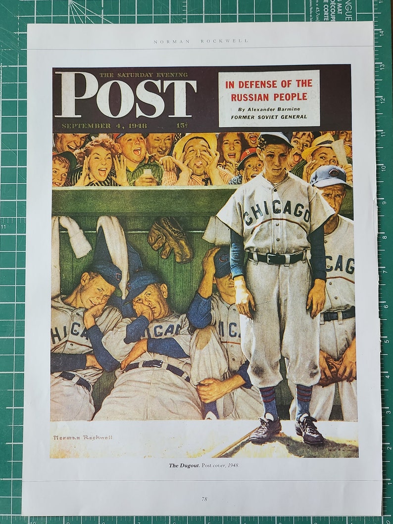 Norman Rockwell Print the Dugout, Saturday Evening Post Cover September ...