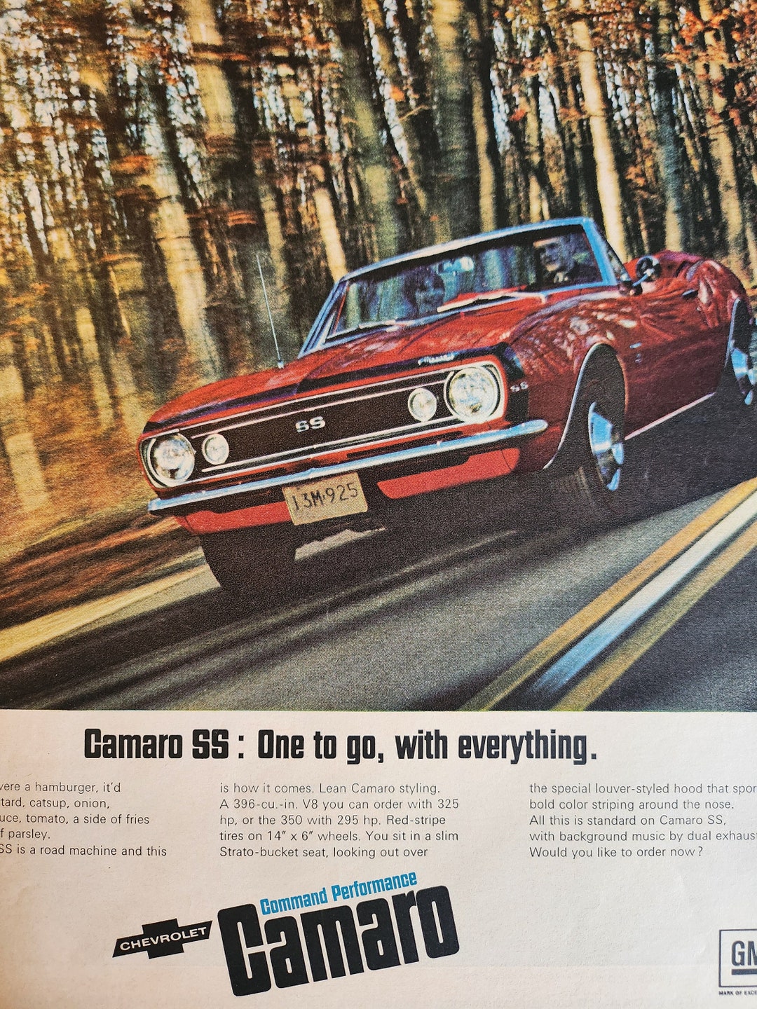 Vintage 1967 Camaro SS Advertising From Life Magazine July 21, 1967 ...