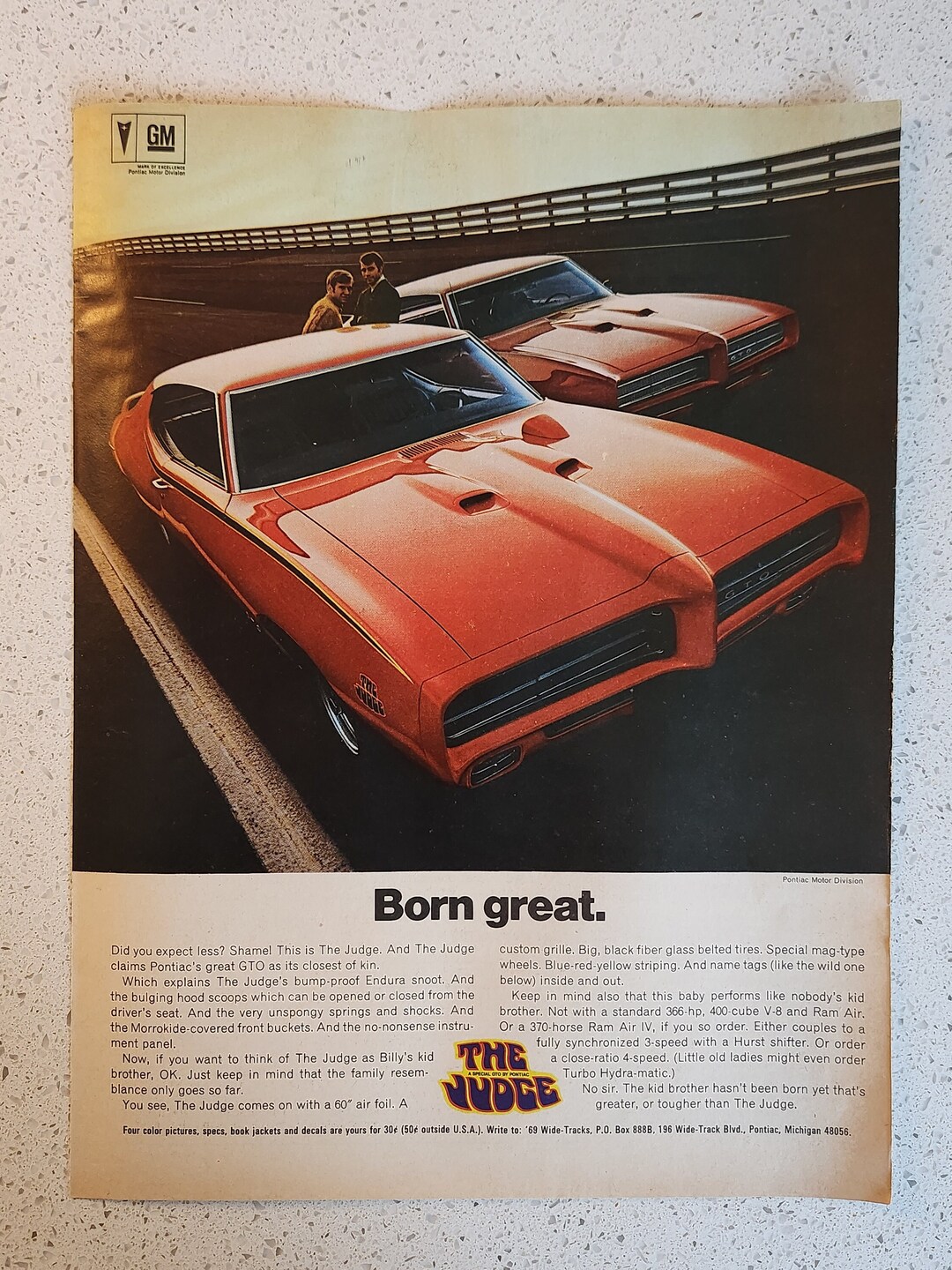 Pontiac GTO the Judge Advertising From Hot Rod Magazine March 1969 ...