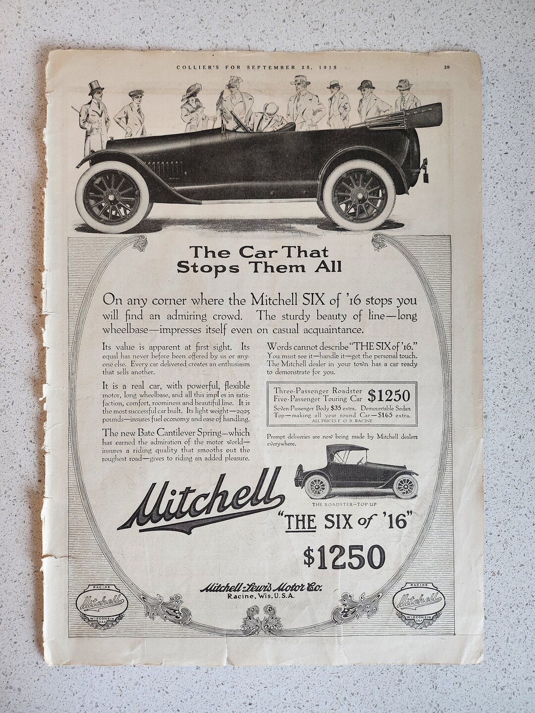 Extremely Rare Mitchell Motor Company Ad From Colliers the National ...