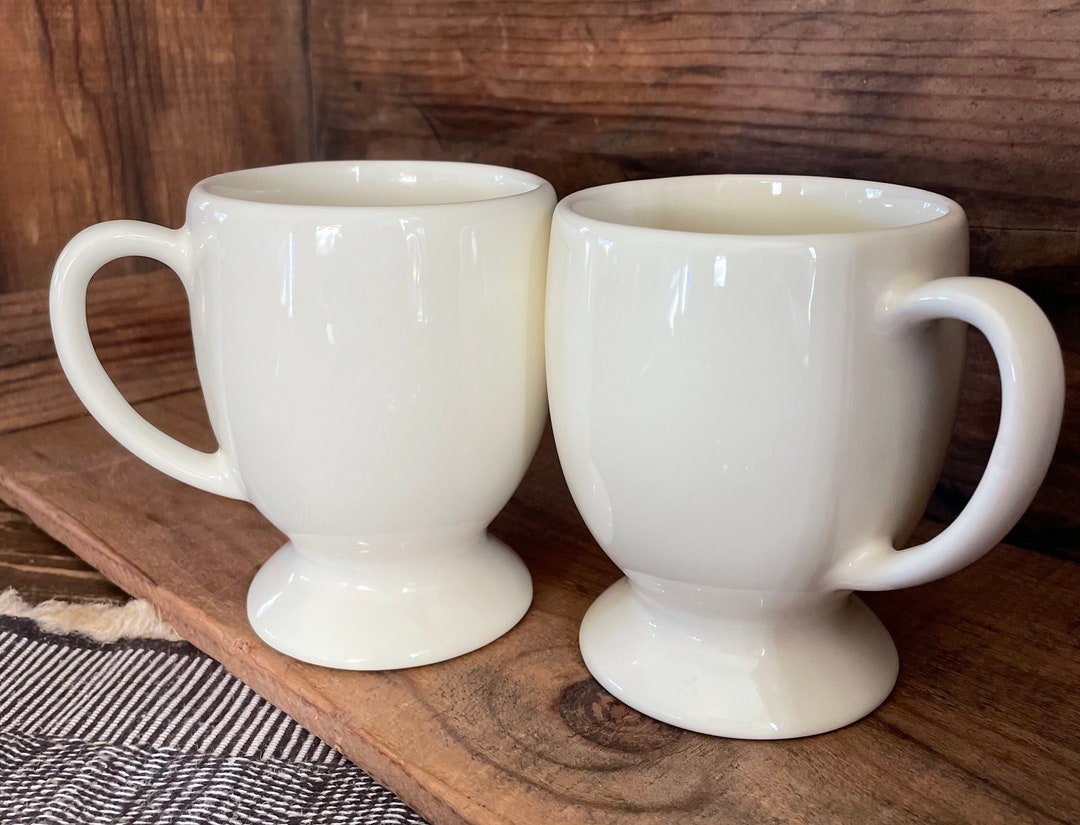 Pair of Gail Pittman Hospitality Ivory Pedestal MUGS - Etsy