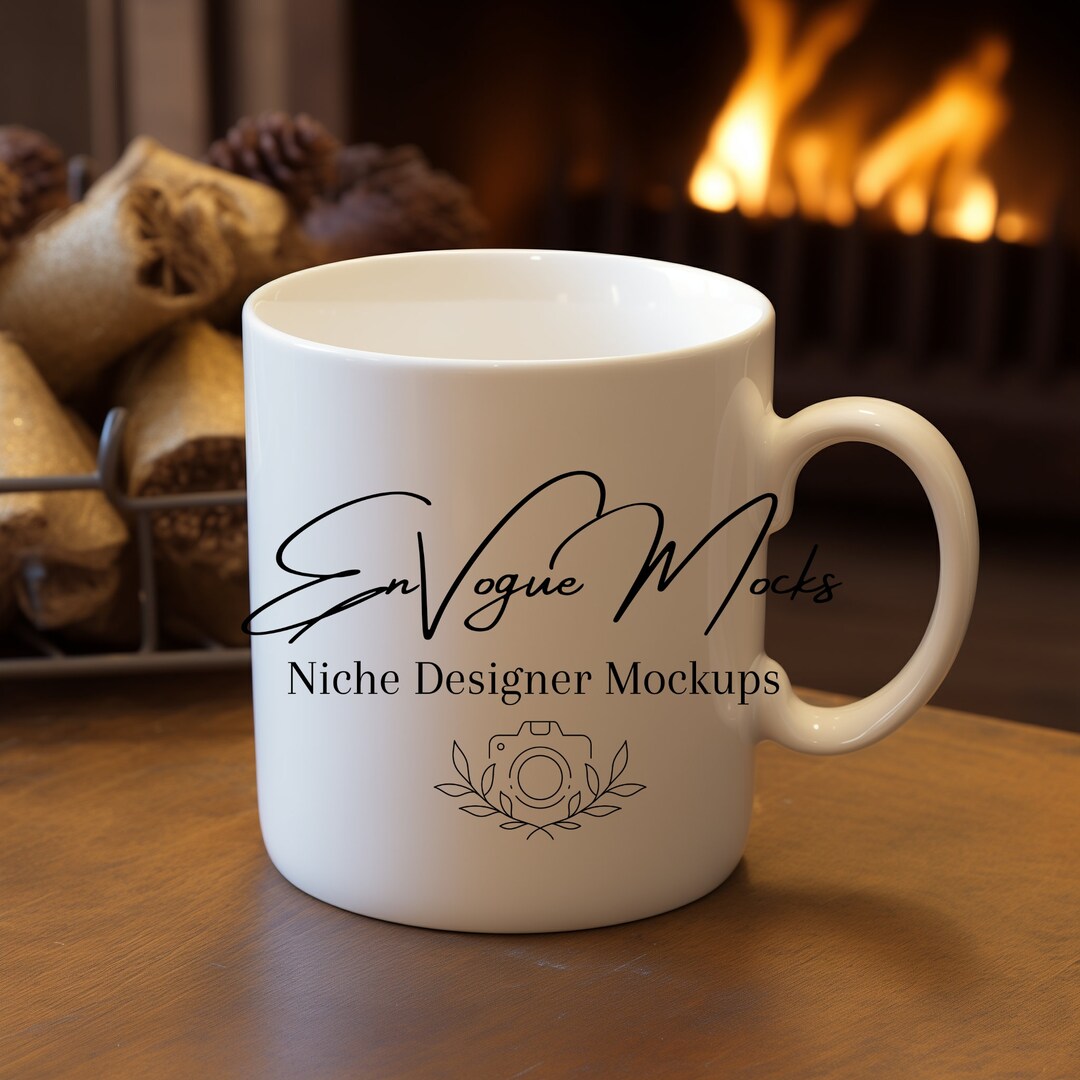 White Coffee Mug Mockup Boho Mockup for Print on Demand Mug POD Ceramic ...
