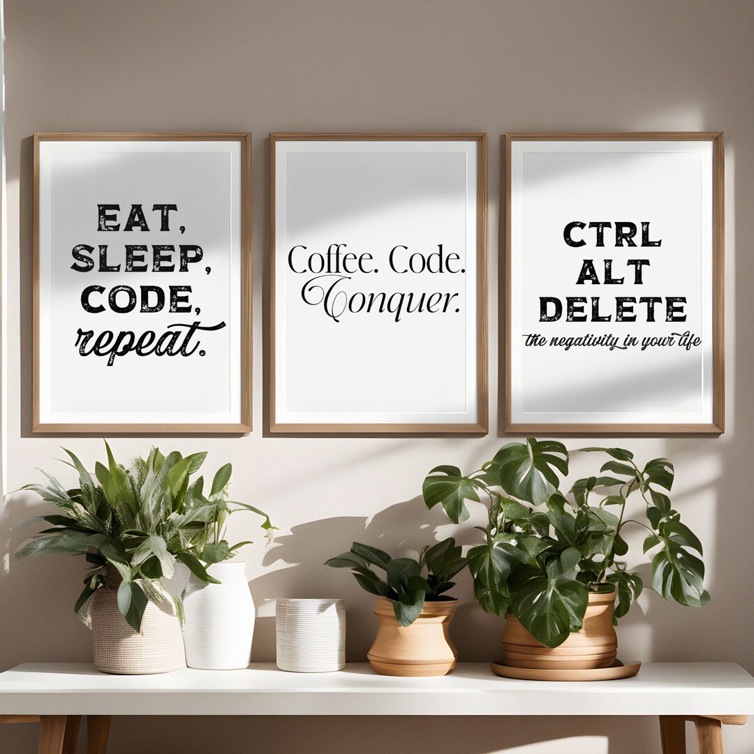 Office Wall Art Set, Computer Nerd Art, Computer Programmer Wall Decor ...