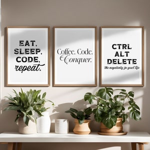 Office Wall Art Set, Computer Nerd Art, Computer Programmer Wall Decor, Printable Office Wall ...