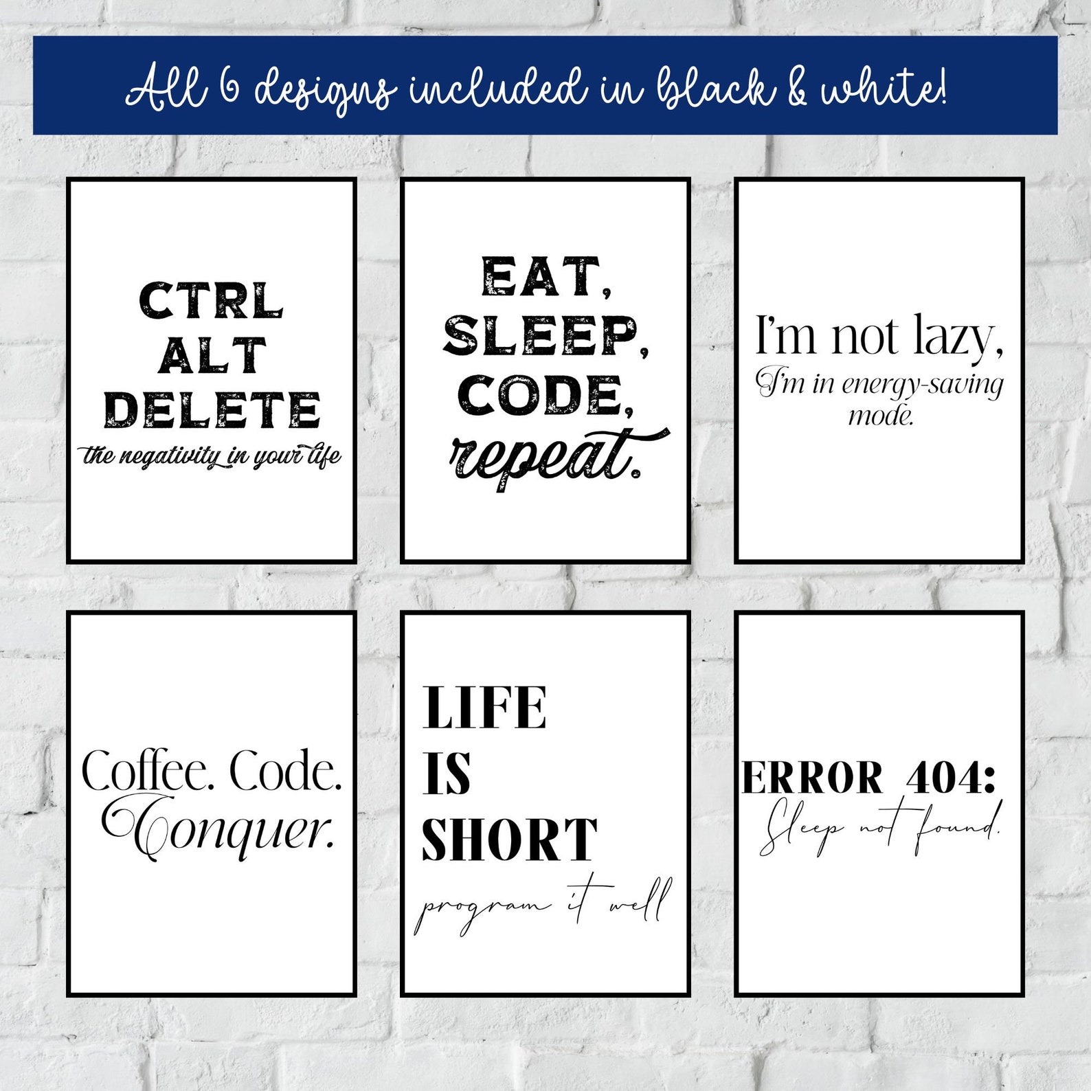 Office Wall Art Set, Computer Nerd Art, Computer Programmer Wall Decor ...