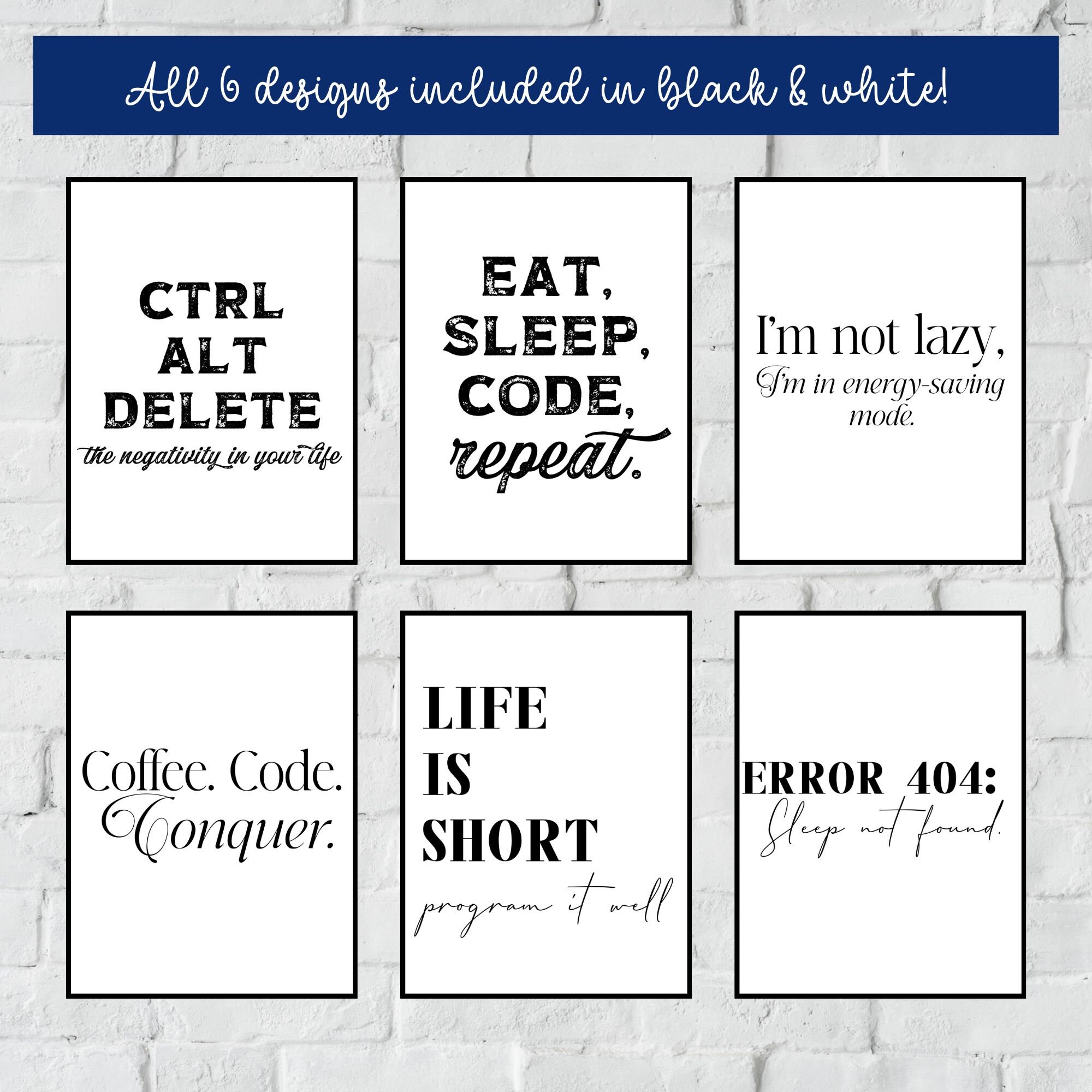 Office Wall Art Set Computer Nerd Art Computer Programmer Wall Decor Printable Office Wall