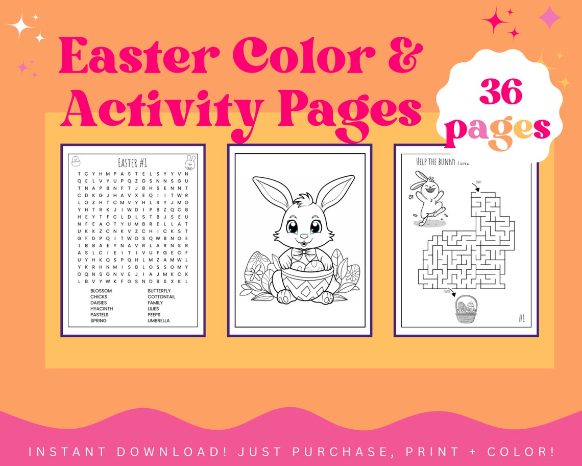 Easter Coloring Pages for Kids, Easter Activity Pages, Easter ...