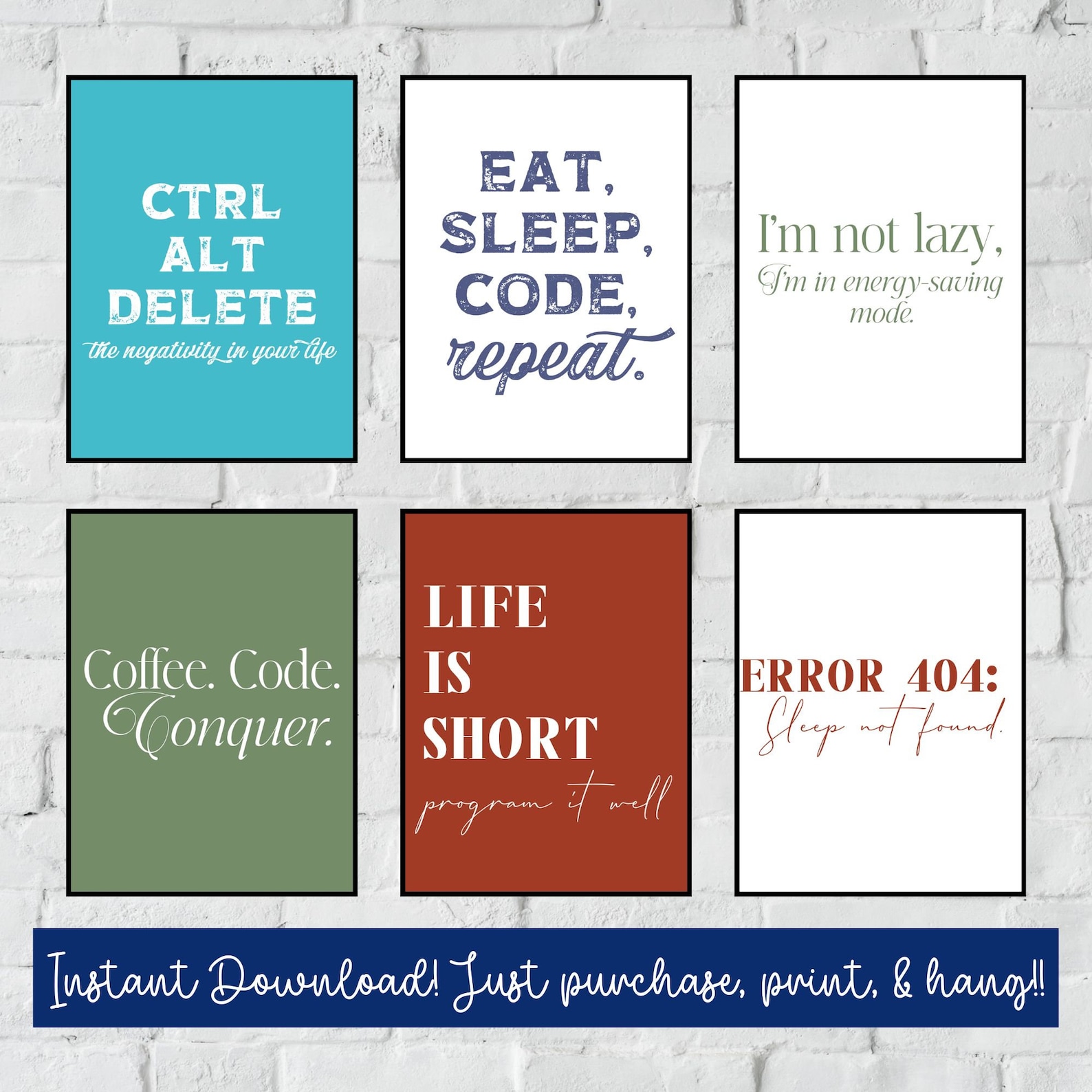 Office Wall Art Set, Computer Nerd Art, Computer Programmer Wall Decor ...