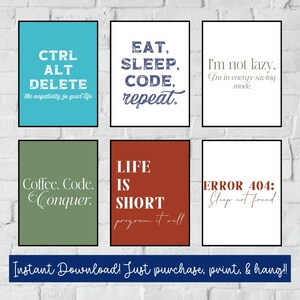 Office Wall Art Set, Computer Nerd Art, Computer Programmer Wall Decor ...