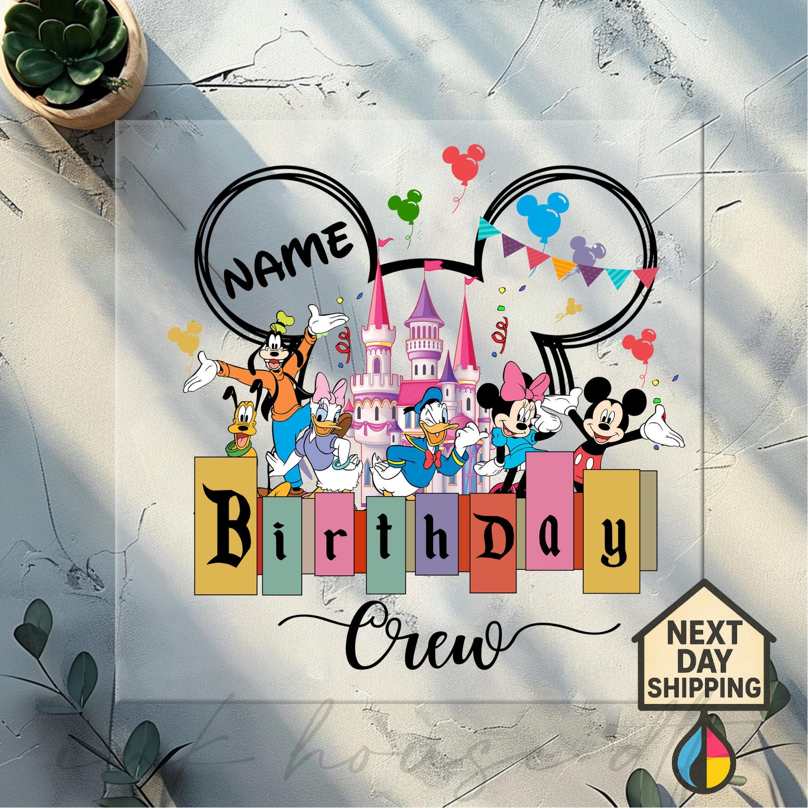 Disney Birthday Crew Dtf Transfer, Custom Disney Birthday Girl, Disney ...