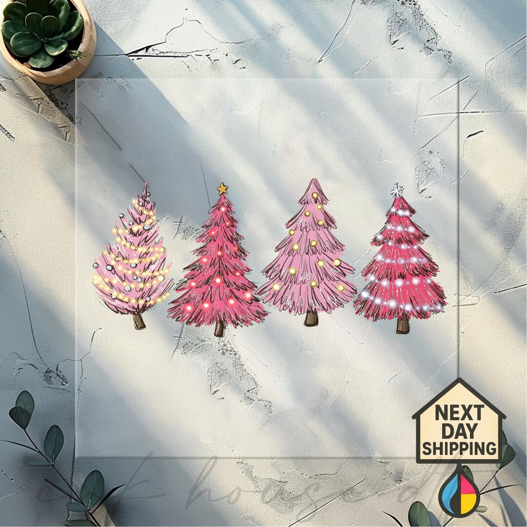 Pink Christmas Tree DTF Transfer, Ready to Press Design - Etsy