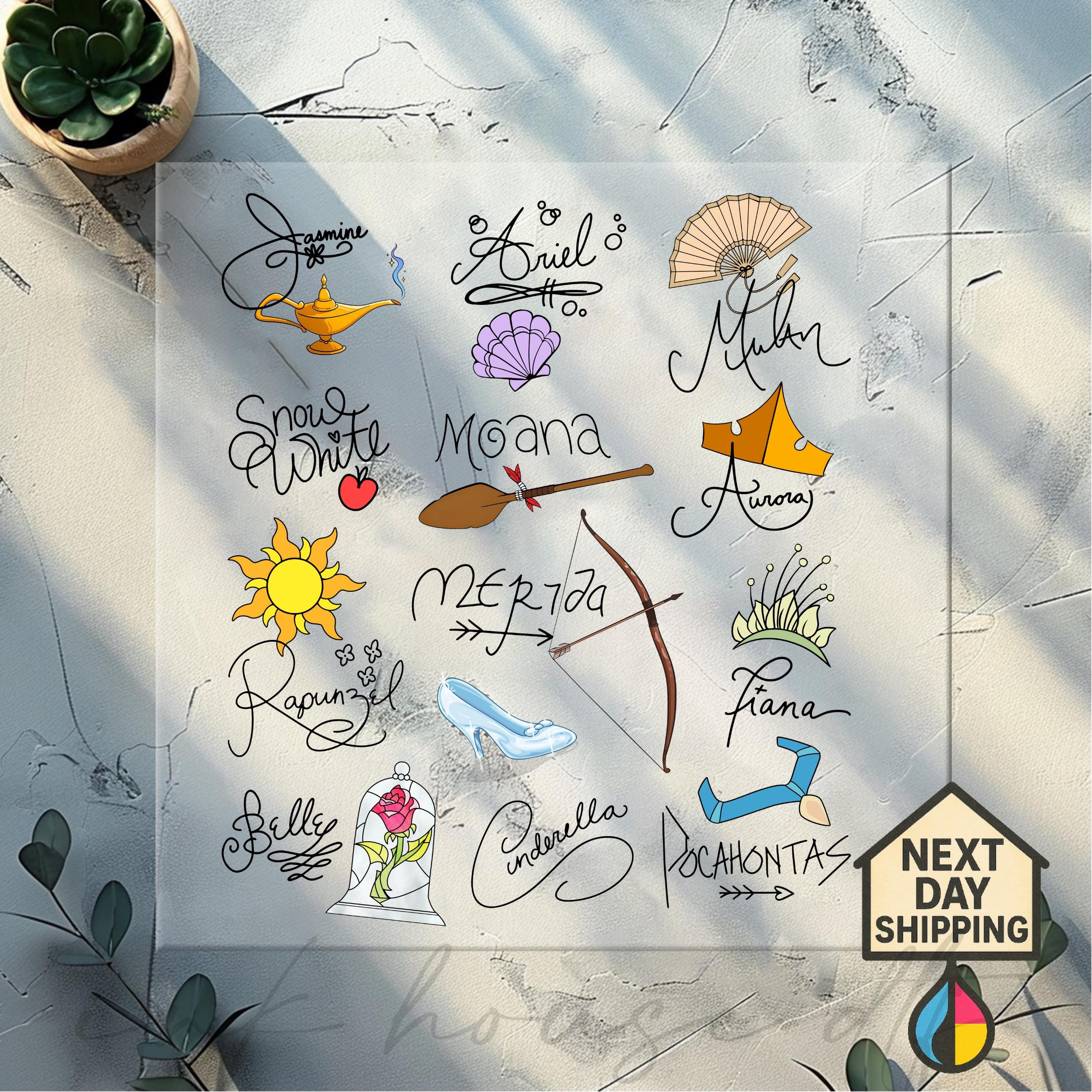 Disney Princess Signatures Dtf Transfer, Princess Birthday, All ...