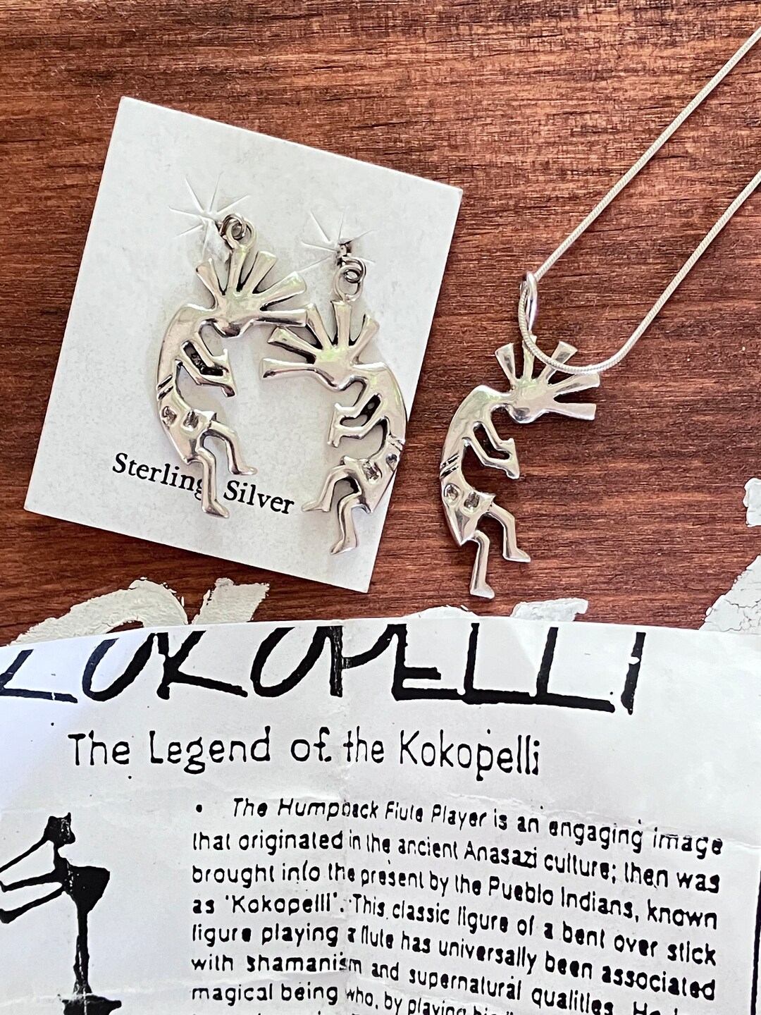 Vintage Thomasine Stago Kokopelli Pendant Necklace & Drop Dangle ...