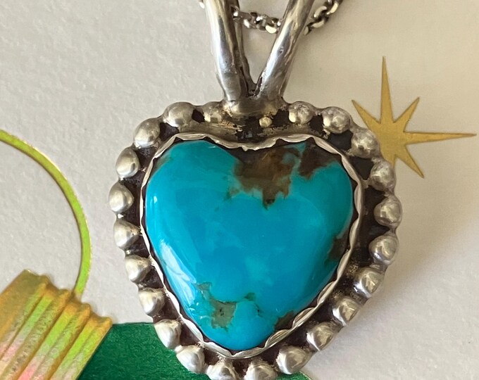 Dainty Turquoise Heart Pendant Necklace .925 Sterling Silver - Etsy