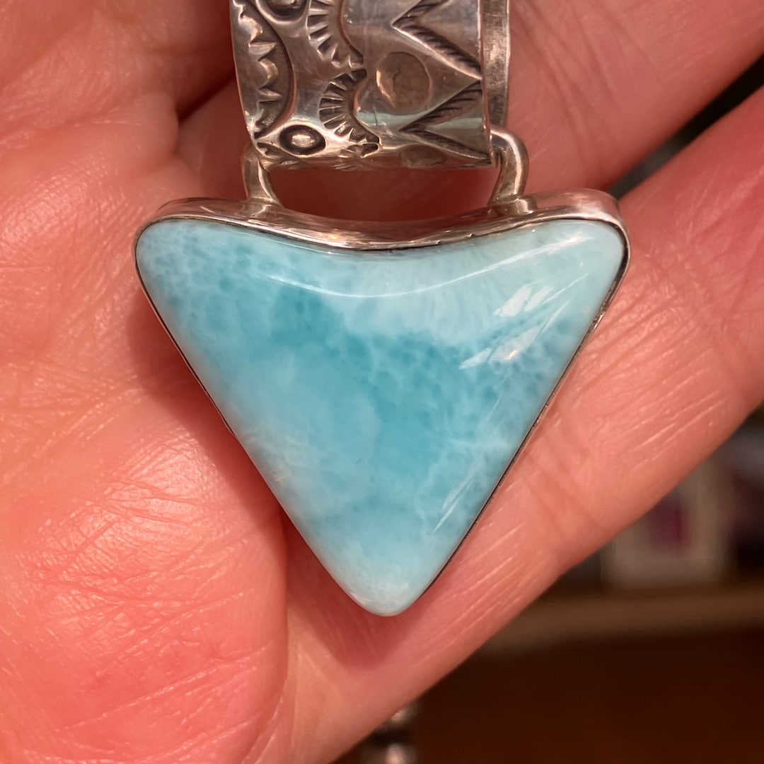 Dominican Larimar Pendant, Caribbean Gemstone, Handmade Southwest ...