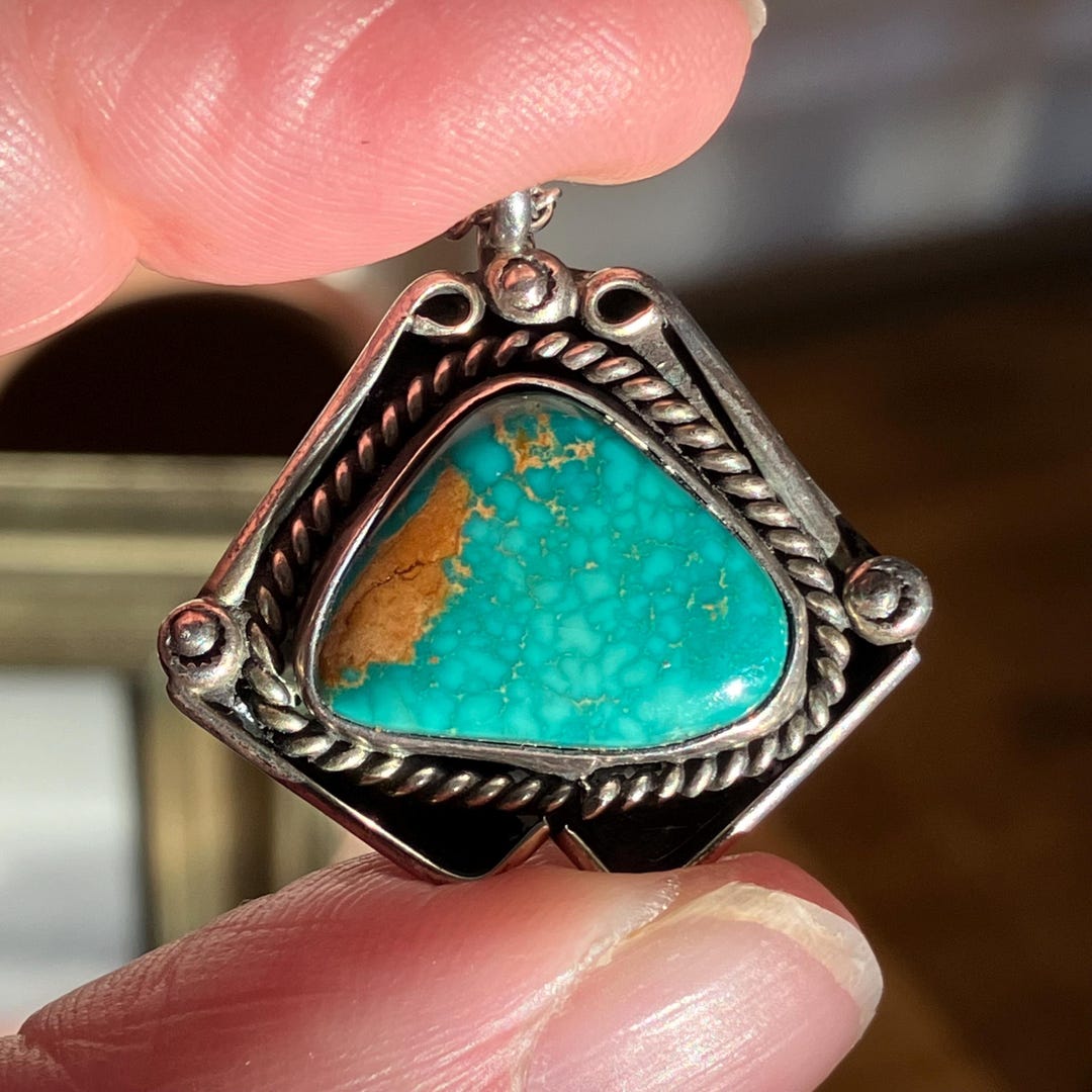 Vintage Turquoise Pendant Necklace | 925 Sterling Silver | Authentic ...
