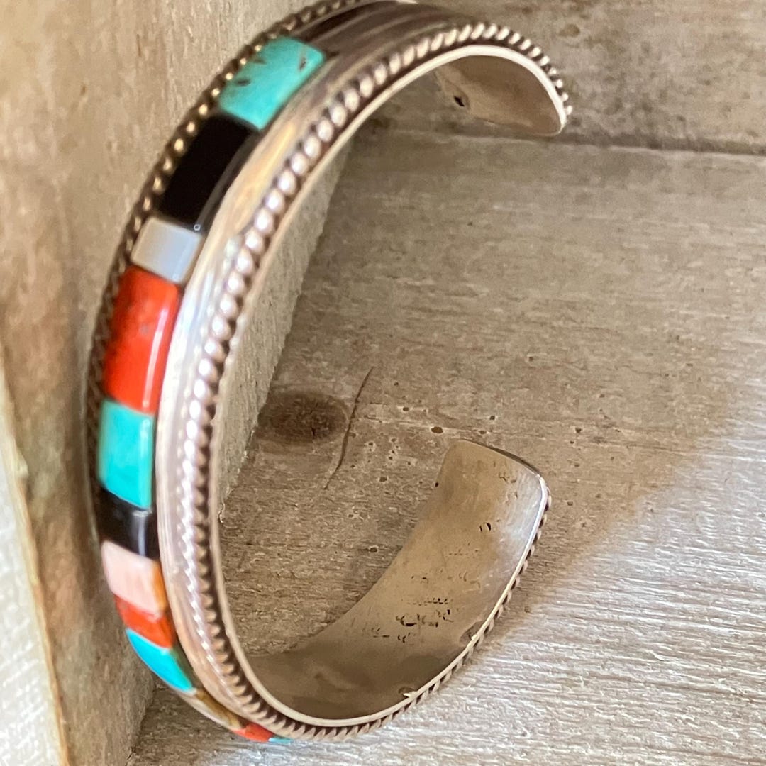 Navajo Chee Wilson Signed Multi Stone Cuff Bracelet | Native American ...