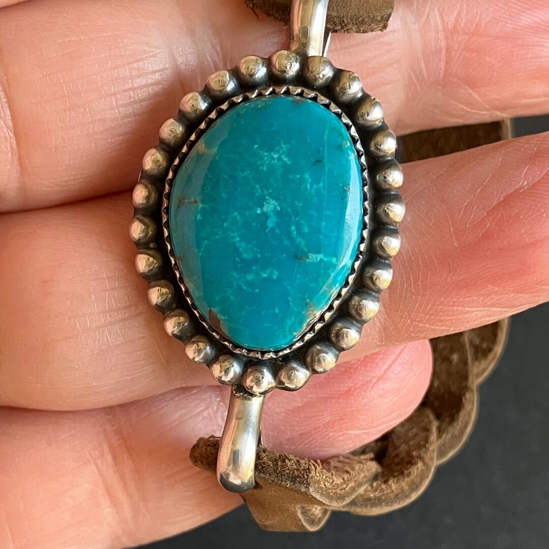Jeanette Dale Turquoise Leather Cuff Bracelet | Southwestern Boho ...