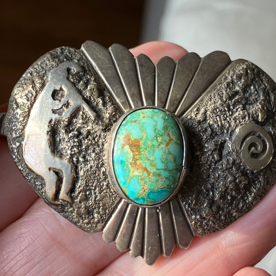 Foster Yazzie IHMSS Green Turquoise Heart Western Belt Buckle .925 ...