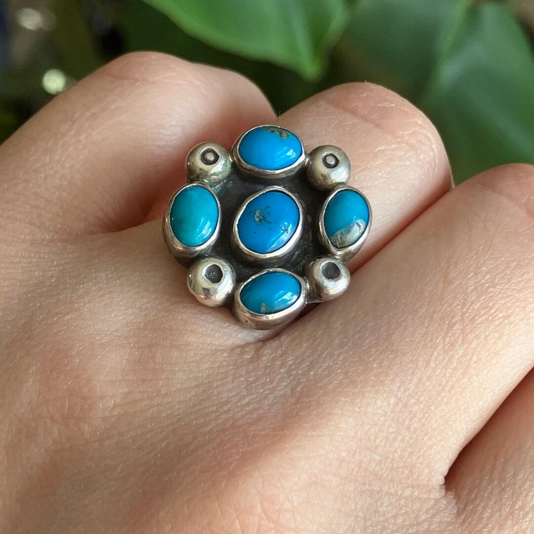 Navajo Herman Smith | Turquoise Snake Eye Ring | 925 Sterling Silver ...