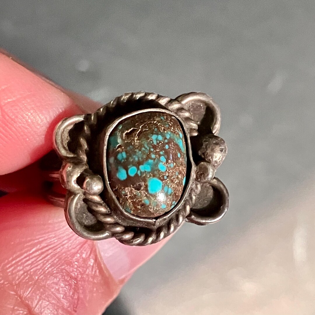 Vintage Navajo Bisbee Turquoise Ring | Sterling Silver Southwestern ...
