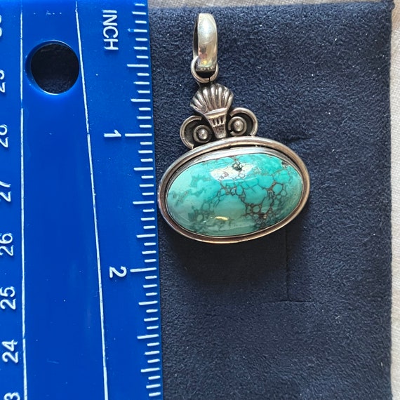 Vintage Water Webbed Turquoise Tribal Pendant Sterlin… - Gem
