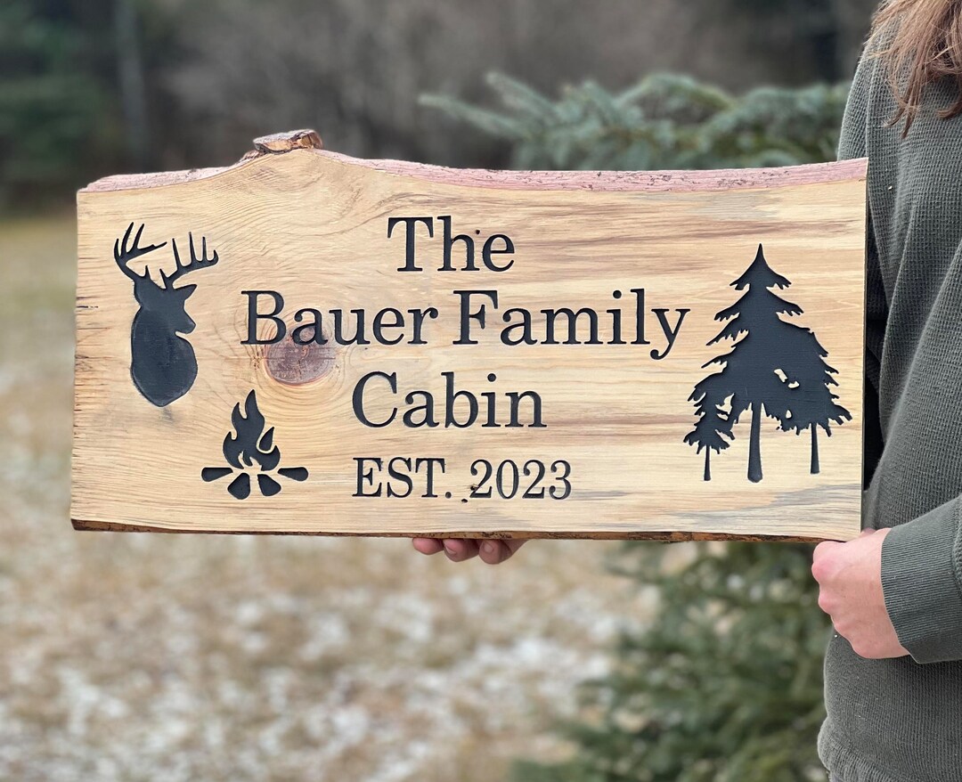 Custom Reclaimed Live Edge Personalized Family Cabin Sign Lakehouse ...