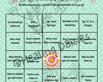 Random Acts of Kindness Bingo - Etsy