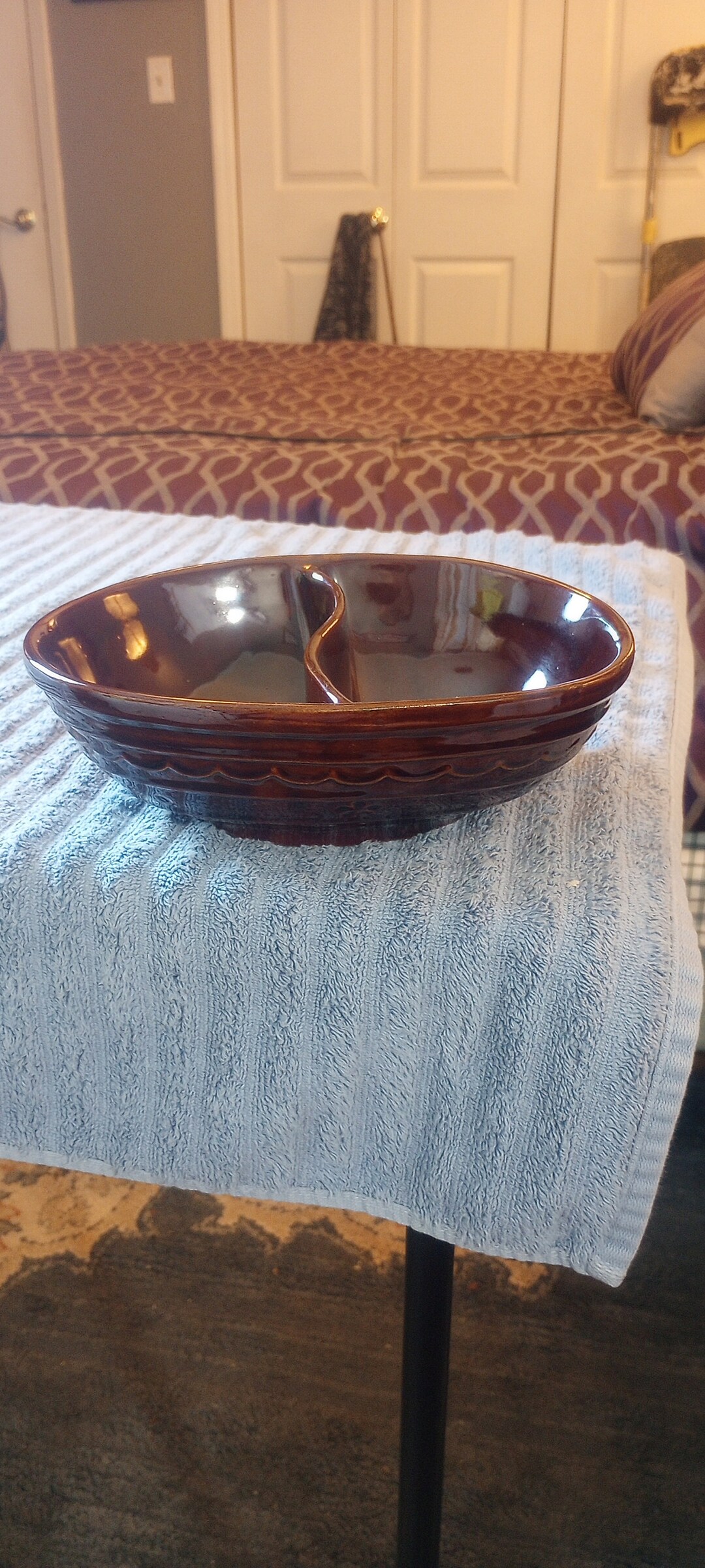 Marcrest Oven Proof Oval Divided Serving Bowl VG Condition - Etsy