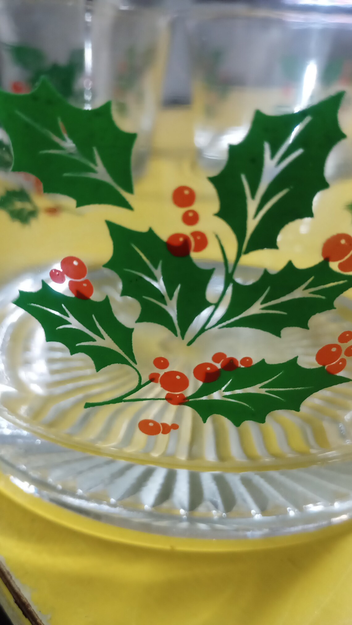 Vintage Indiana Glass Christmas Holly Berries Party Bowl - Etsy