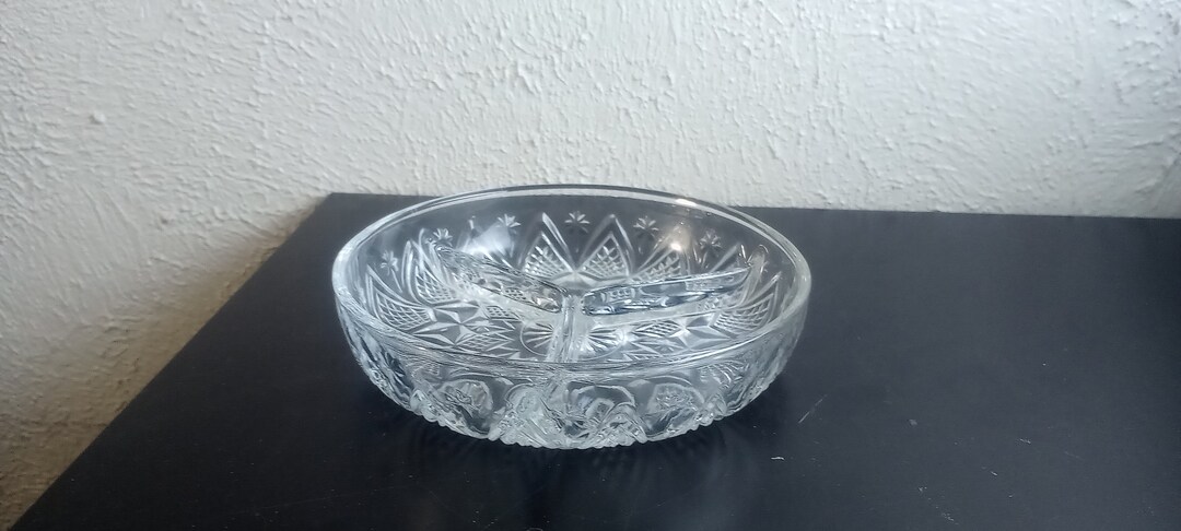 Crystal Divided 3 Part Glass Dish - Etsy
