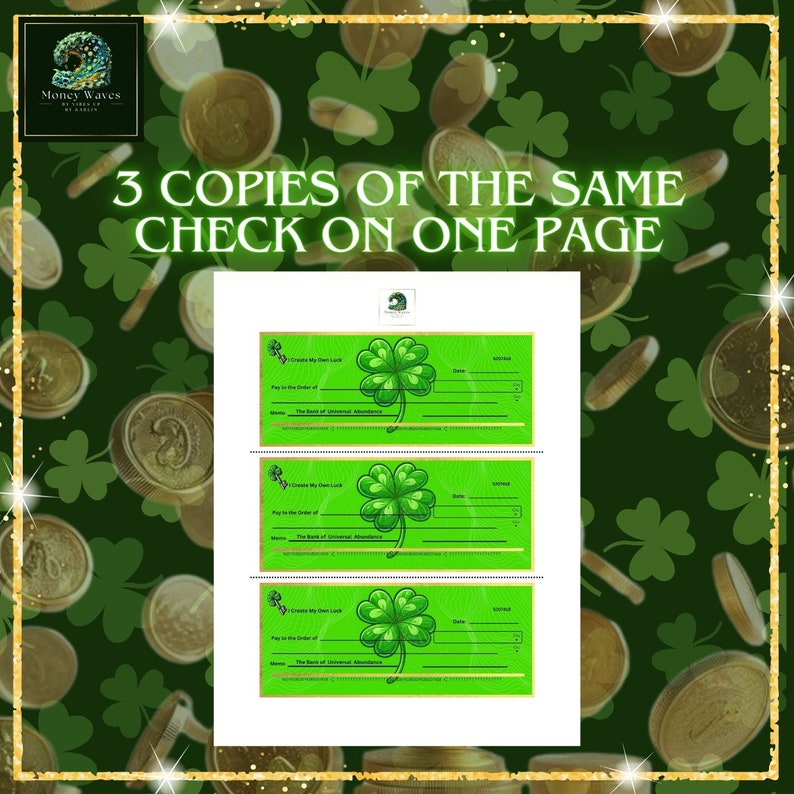 Lucky Check,green Checks, Chèques, Manifestation Checks, Abundance ...