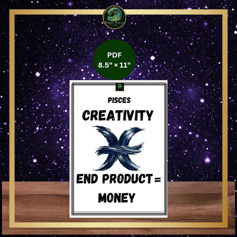 Pisces Poster, Zodiac Poster, Zodiac and Money, Prosperity Art, Money ...