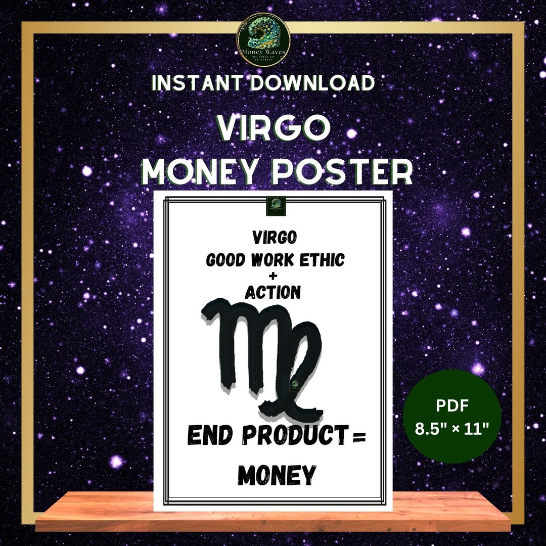 Virgo Poster, Zodiac Poster, Zodiac and Money, Prosperity Art, Money ...
