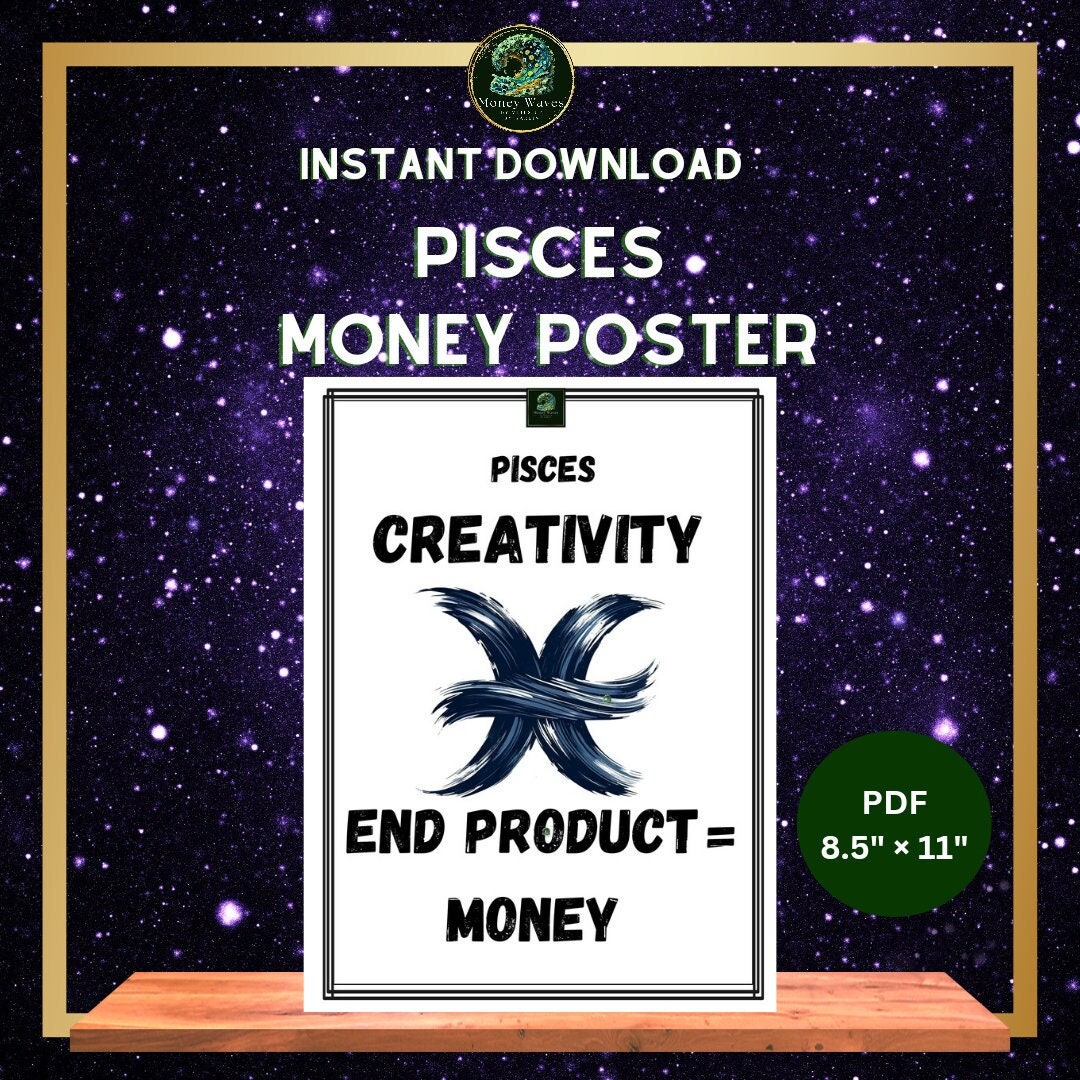 Pisces Poster, Zodiac Poster, Zodiac and Money, Prosperity Art, Money ...