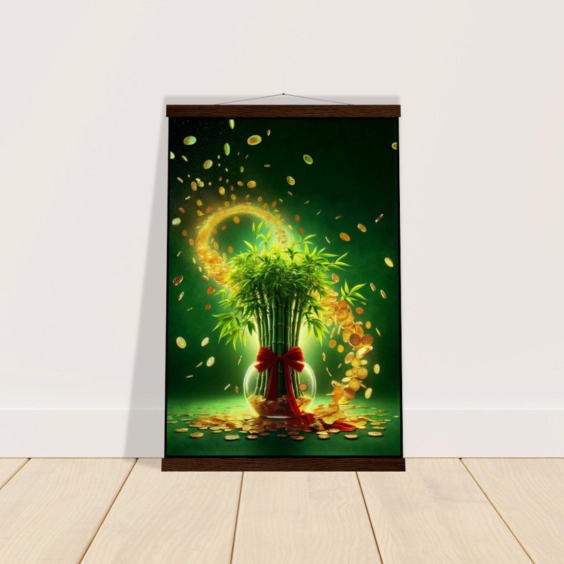 Lucky Bamboo Art, Prosperity Art, Money Art, Plant Art, Gold Coins Art ...