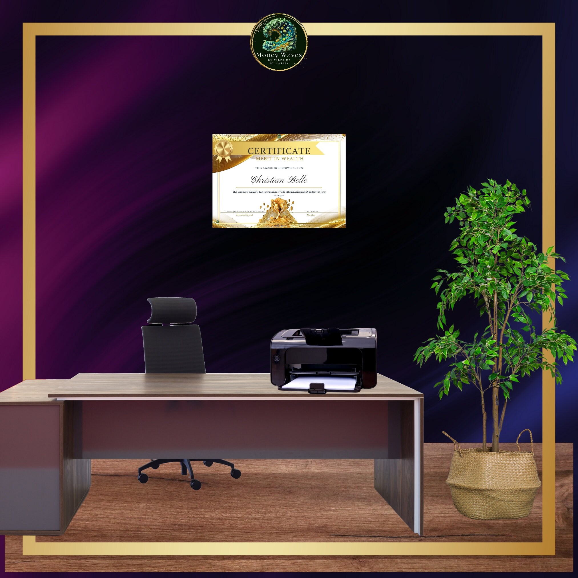 Merit in Wealth Printable Certificate, Prosperity Art (digital Download ...