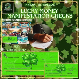Lucky Check,green Checks, Chèques, Manifestation Checks, Abundance ...