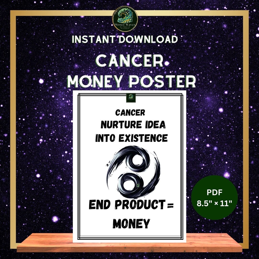 Cancer Poster, Zodiac Poster, Zodiac and Money, Prosperity Art, Money ...