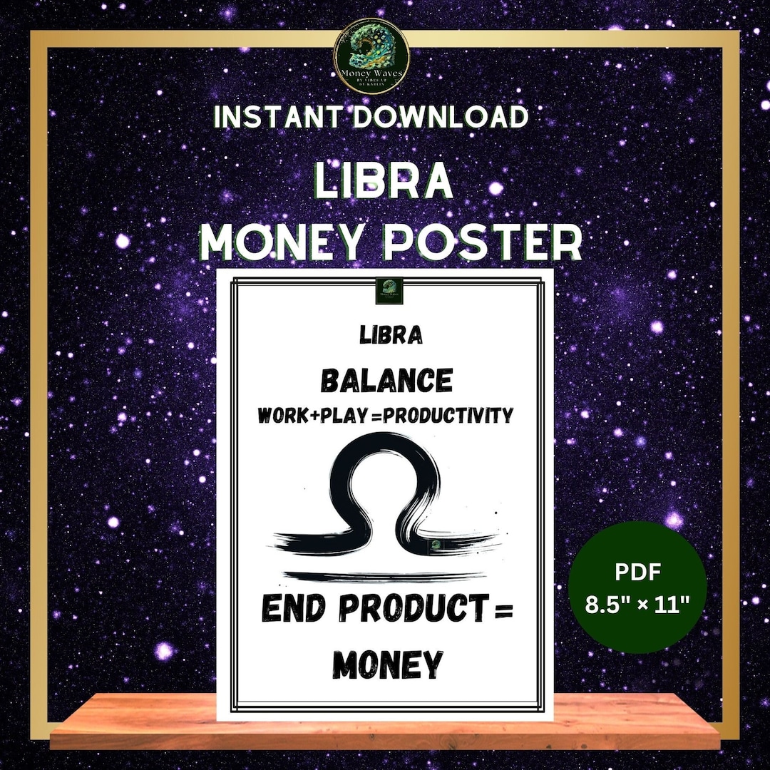 Libra Poster, Zodiac Poster, Zodiac and Money, Prosperity Art, Money ...