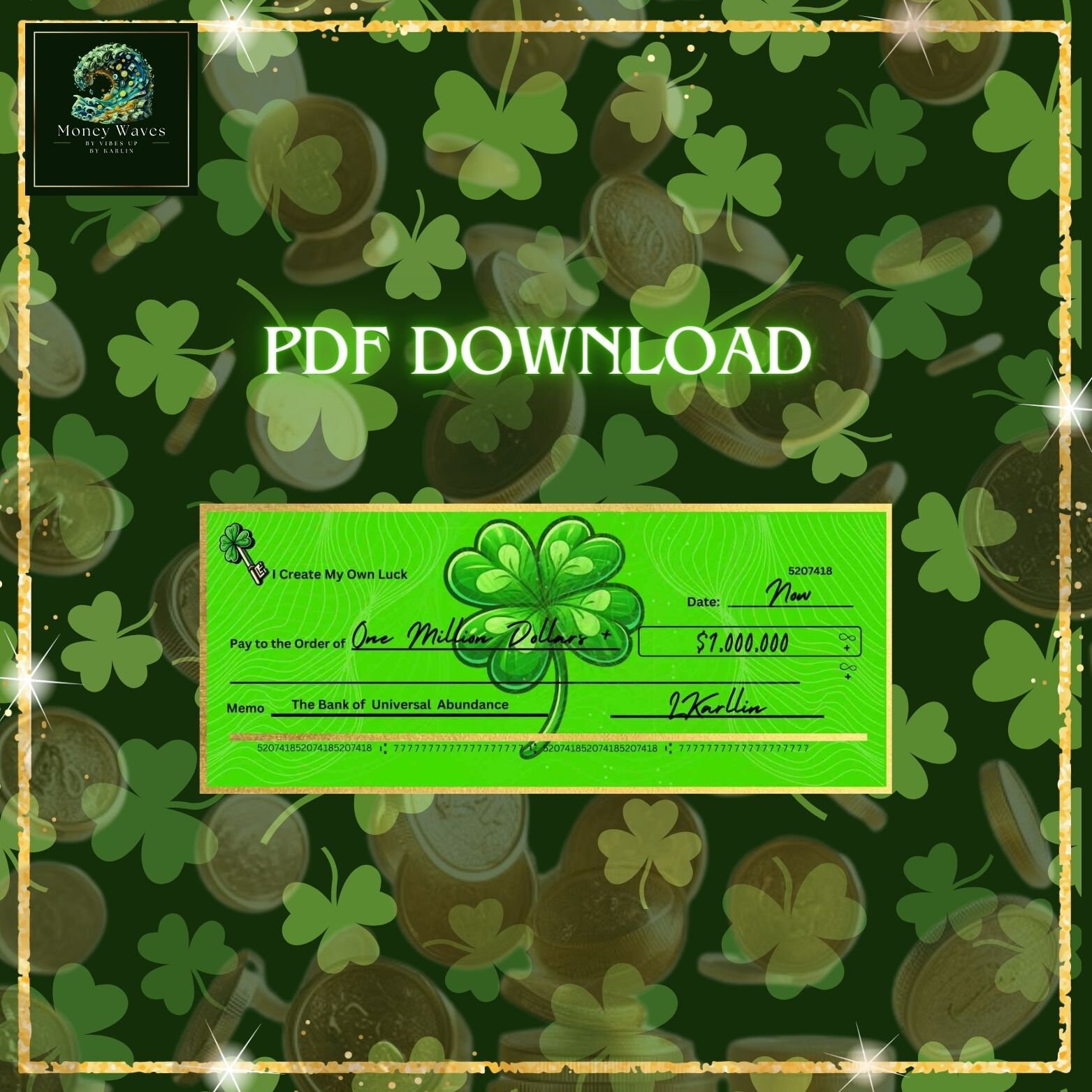 Lucky Check,green Checks, Chèques, Manifestation Checks, Abundance ...