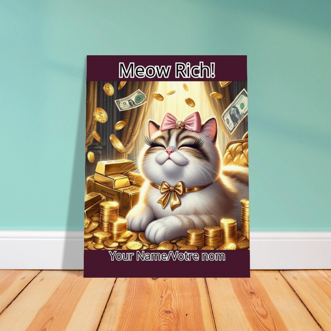 Cute Fat Cat, Personalized Cat Poster, Cute Cat Art, Rich Cat Art, Art ...