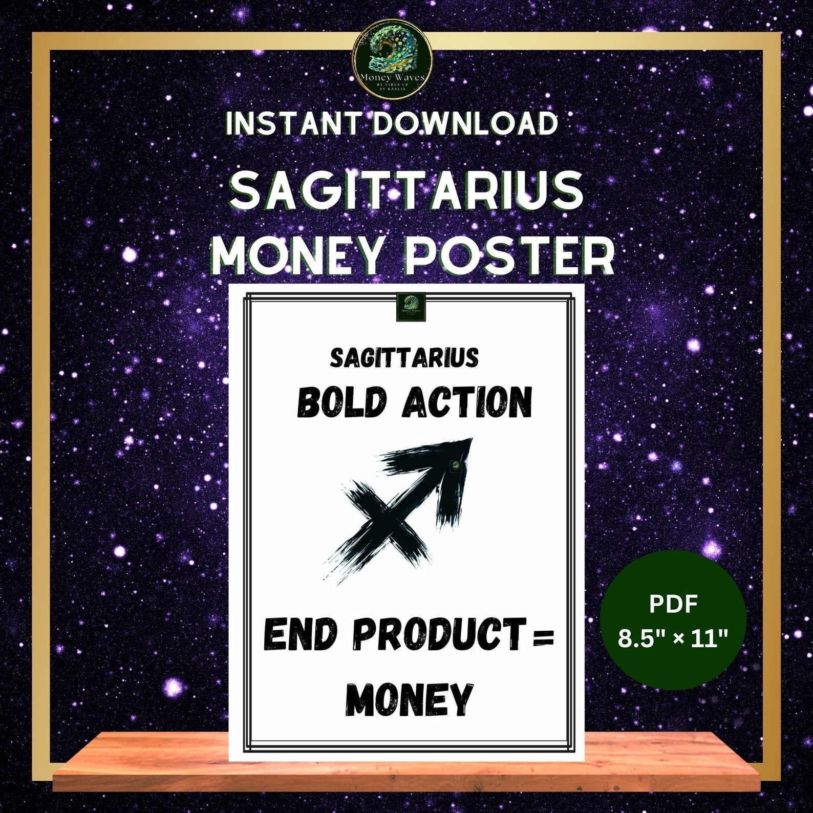 Sagittarius Poster, Zodiac Poster, Zodiac and Money, Prosperity Art ...